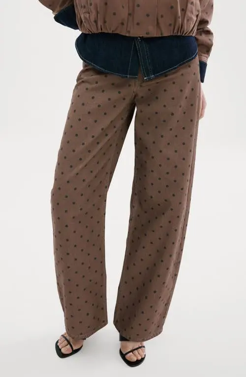 Mango Polka Dot Straight Leg Jeans - Chocolate