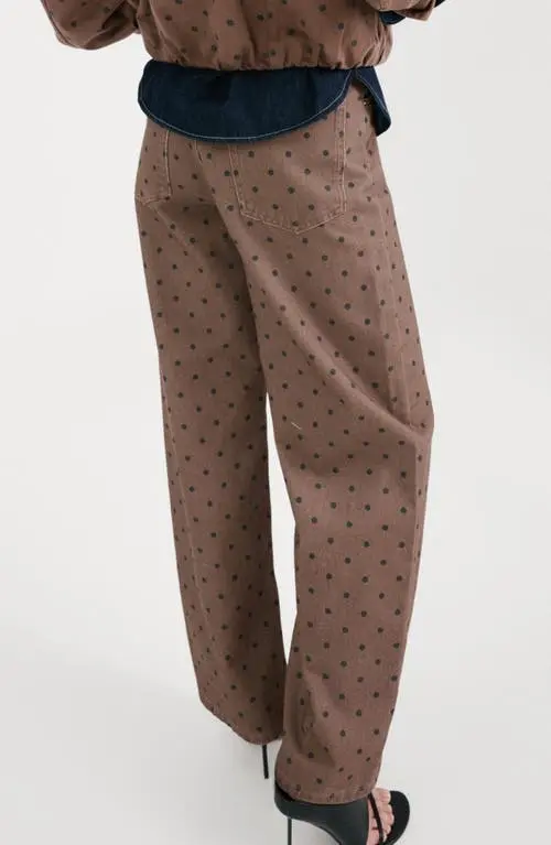 Mango Polka Dot Straight Leg Jeans - Chocolate