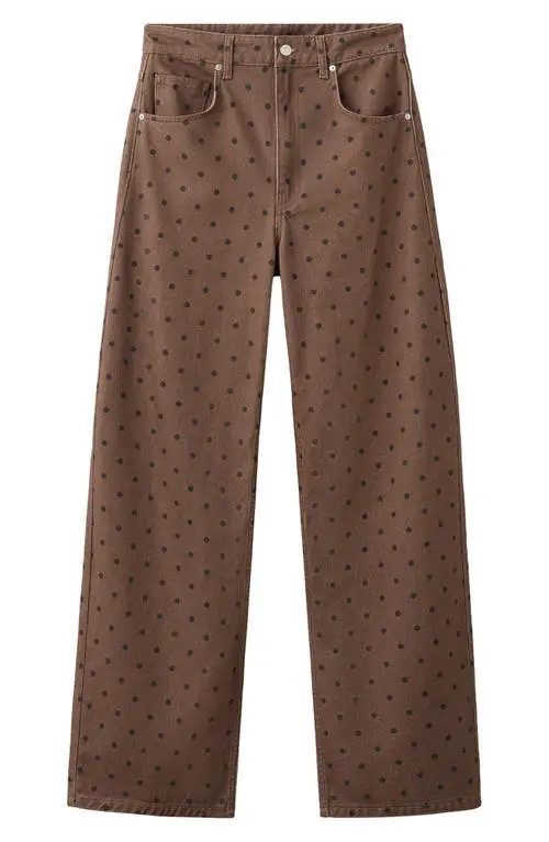 Mango Polka Dot Straight Leg Jeans - Chocolate