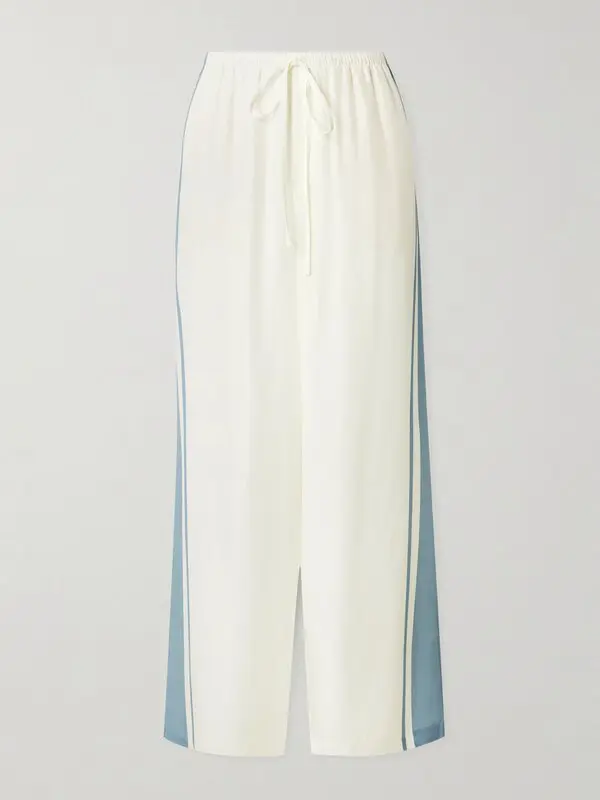 SIR. Lilou Striped Silk Wide-leg Pants - White