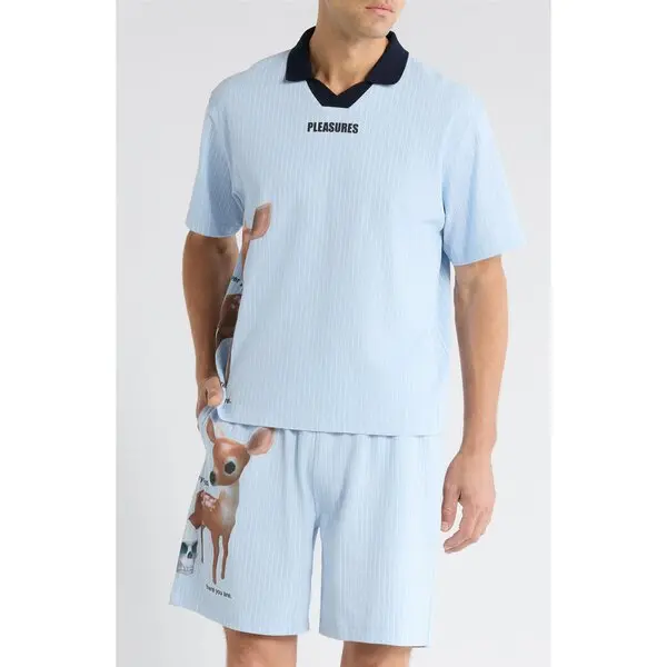 PLEASURES Pet Pinstripe Graphic Cotton Polo