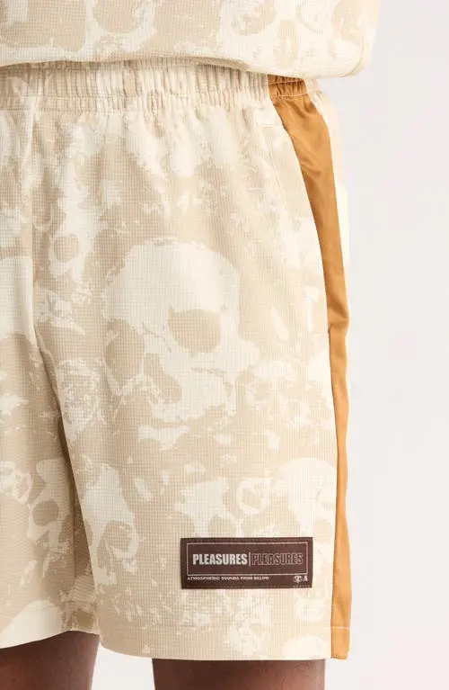PLEASURES Skull Print Active Shorts - Ecru