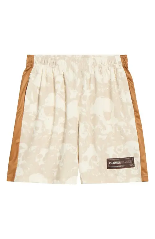 PLEASURES Skull Print Active Shorts - Ecru