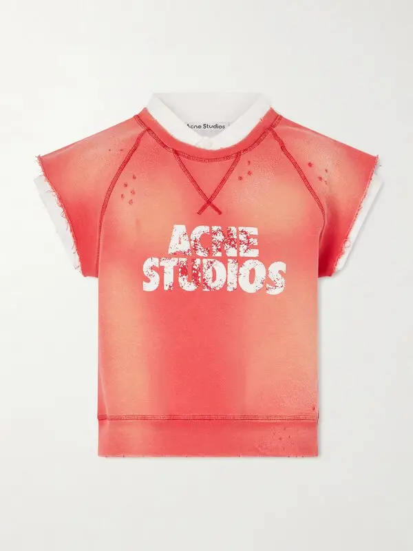 Acne Studios Printed Cotton-jersey Sweatshirt - Red