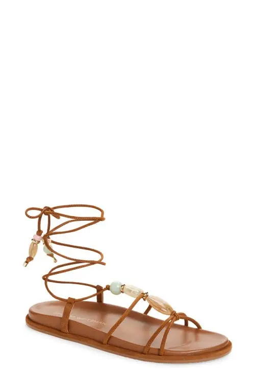 STUART WEITZMAN Majorca Ankle Tie Sandal - Boho Tan