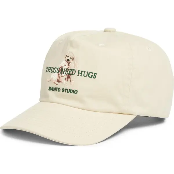 SANTO STUDIO Embroidered Snapback Cap - Cream