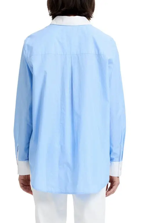 French Connection Striped Cotton Poplin Button-up Shirt - Blue Hydrangea Summer