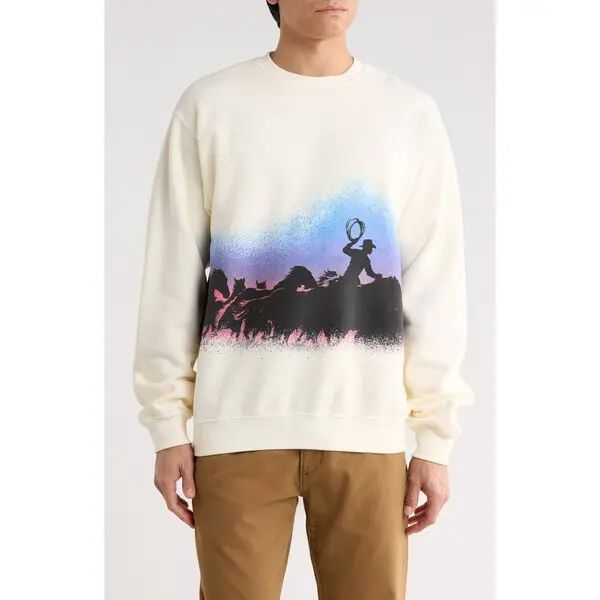 ONE OF THESE DAYS Driftin' Back Cotton Graphic Sweatshirt - Bone