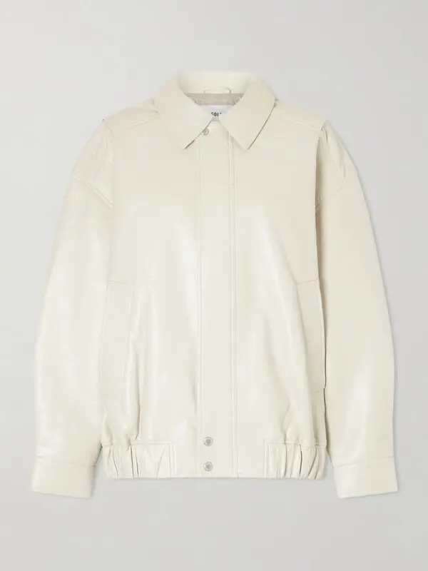 AGOLDE Aston Recycled Leather-blend Bomber Jacket - Neutrals