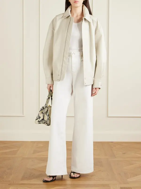 AGOLDE Aston Recycled Leather-blend Bomber Jacket - Neutrals