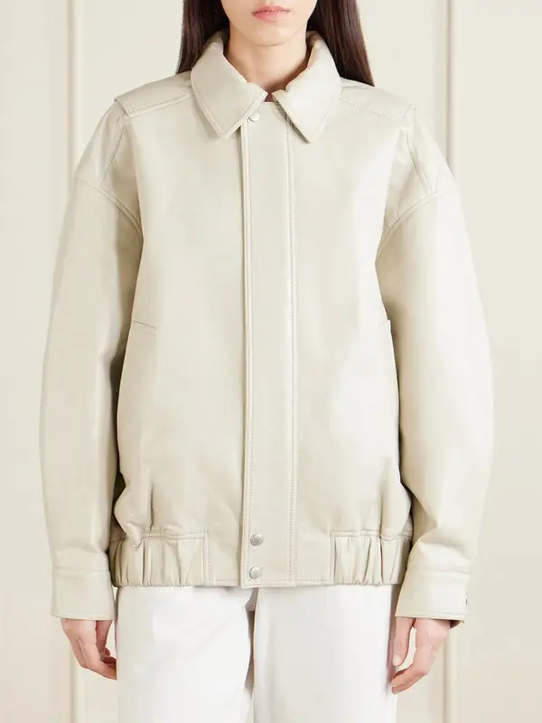 AGOLDE Aston Recycled Leather-blend Bomber Jacket - Neutrals