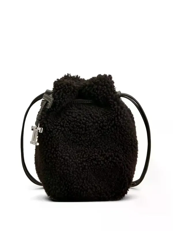 TOD'S Shearling Bucket Bag - Brown