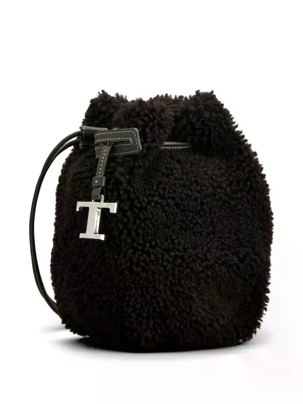 TOD'S Shearling Bucket Bag - Brown