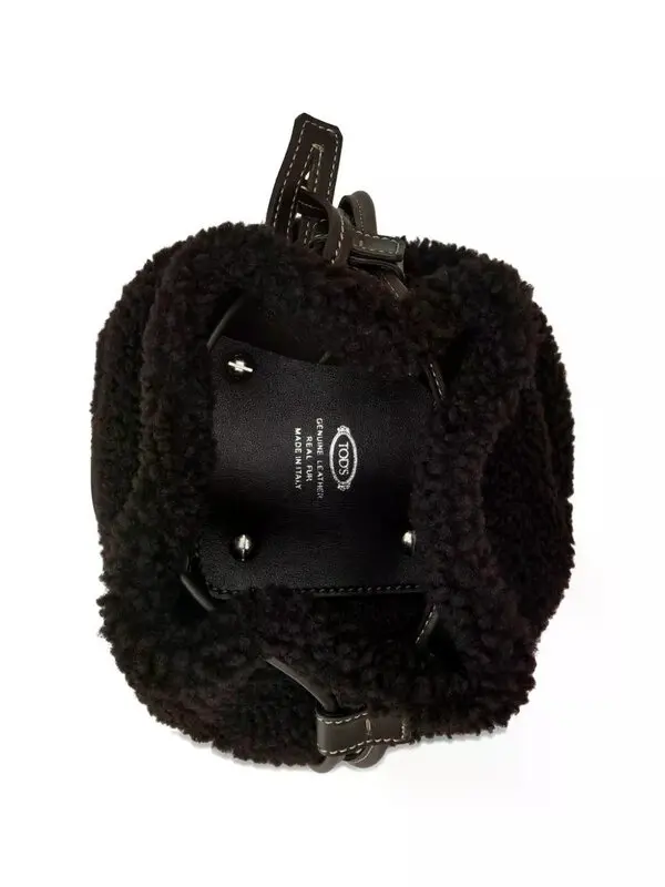 TOD'S Shearling Bucket Bag - Brown