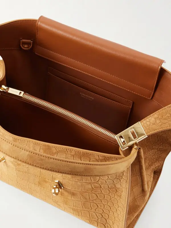 FERRAGAMO Hug Small Embellished Tote - Brown
