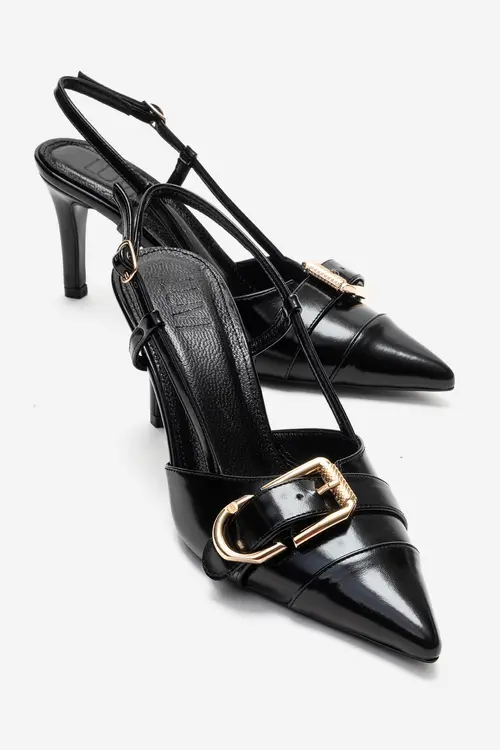 PROLOGUE SHOES Noen Buckle Stiletto Pumps - Black
