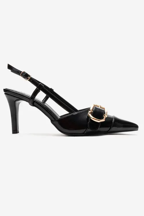 PROLOGUE SHOES Noen Buckle Stiletto Pumps - Black