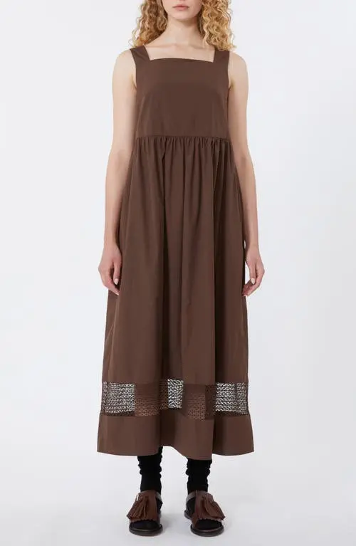 Max Mara Gola Lace Inset Cotton Dress - Chocolate