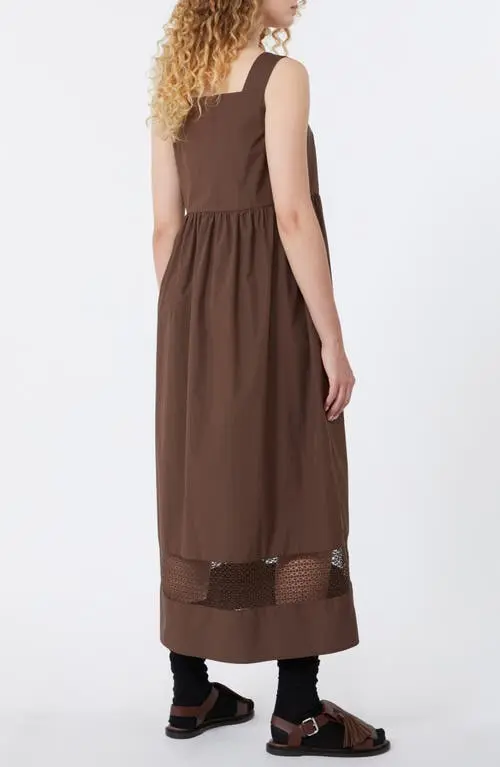 Max Mara Gola Lace Inset Cotton Dress - Chocolate
