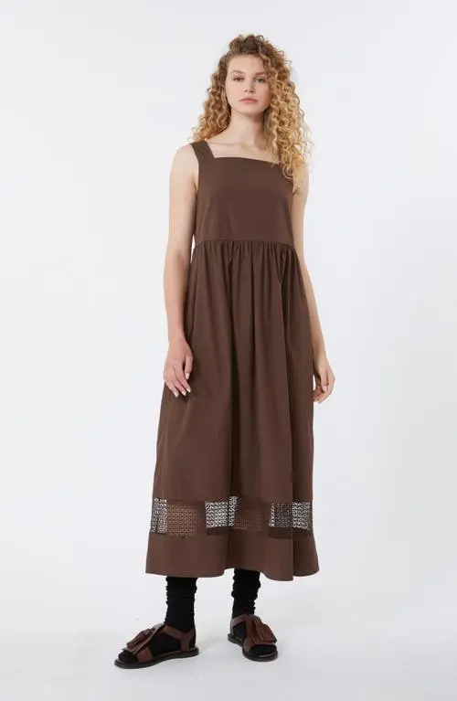 Max Mara Gola Lace Inset Cotton Dress - Chocolate