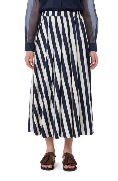 Max Mara Striped Cotton Skirt - Navy