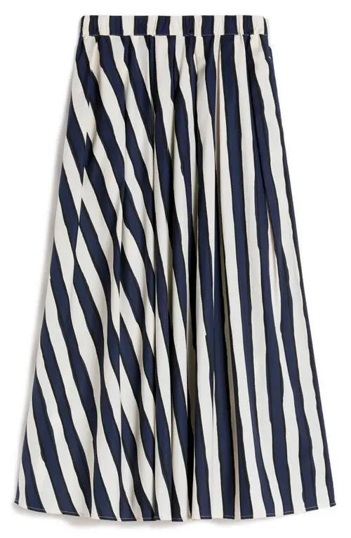 Max Mara Striped Cotton Skirt - Navy