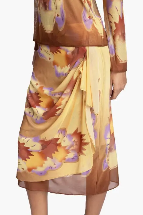 Anna Sui Sunburst Mesh Sarong Skirt