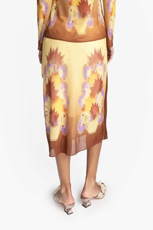 Anna Sui Sunburst Mesh Sarong Skirt