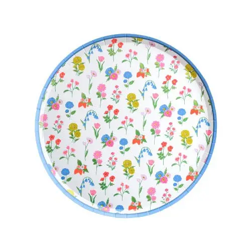 JOLLITY & CO In Bloom Floral Plates - Dessert Plates (blue Rim)