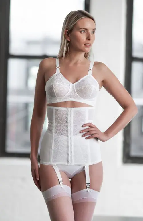 RAGO Waist Trainer Girdle With Garters Firm Shaping - White