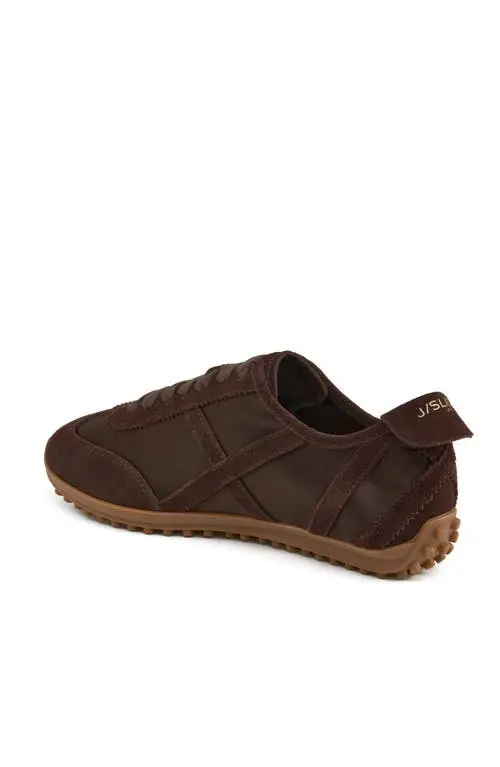 J/SLIDES NYC Emily Suede Sneaker - Chocolate