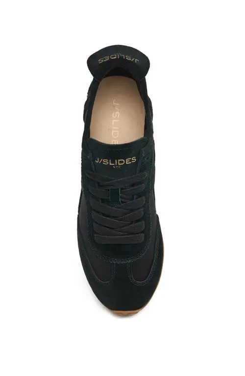 J/SLIDES NYC Emily Suede Sneaker - Chocolate