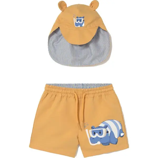 MAYORAL Swimwear Set With Hat - Yellow
