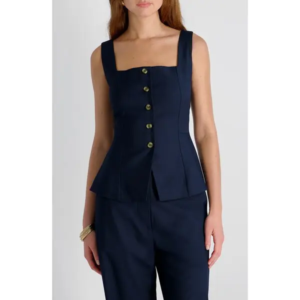French Connection Square Neck Twill Top
