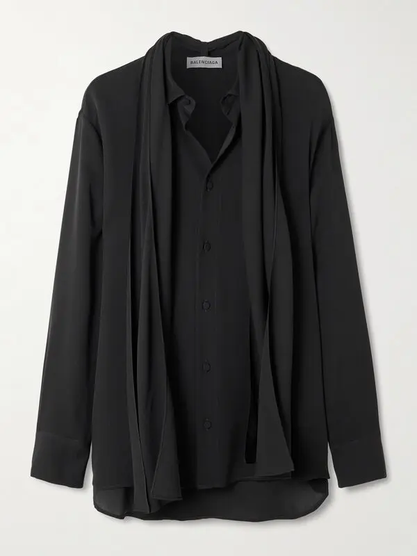 Balenciaga Scarf-detailed Silk-georgette Shirt