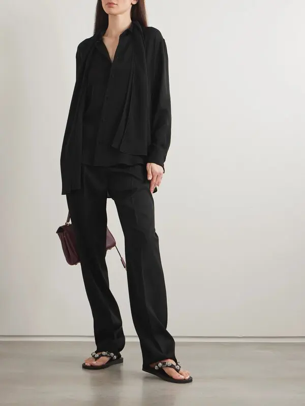 Balenciaga Scarf-detailed Silk-georgette Shirt