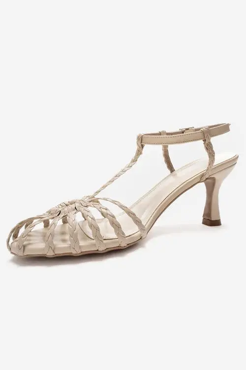 PROLOGUE SHOES Gerald Woven Stiletto Pumps - Beige
