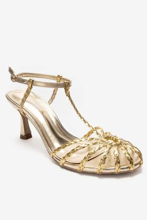 PROLOGUE SHOES Gerald Woven Stiletto Pumps - Gold