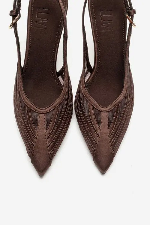PROLOGUE SHOES Safira Stiletto Pump - Brown