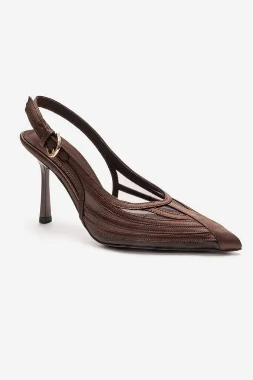 PROLOGUE SHOES Safira Stiletto Pump - Brown