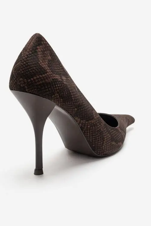PROLOGUE SHOES Pointed Toe Stiletto Pumps - Brown Pattern