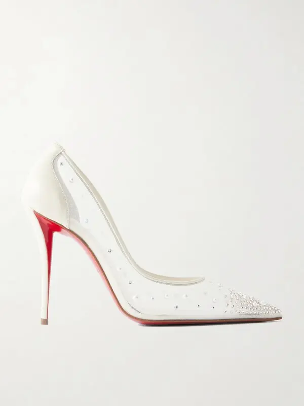 CHRISTIAN LOUBOUTIN Miss Z Degrastrass Perla 100 Pumps - White