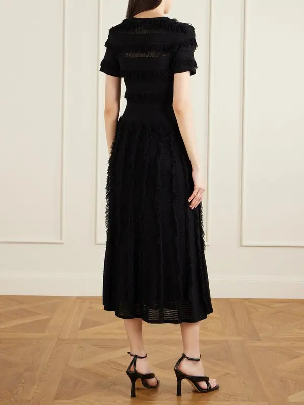 Max Mara Grazia Fringed Knitted Midi Dress