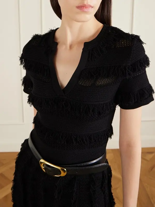 Max Mara Grazia Fringed Knitted Midi Dress