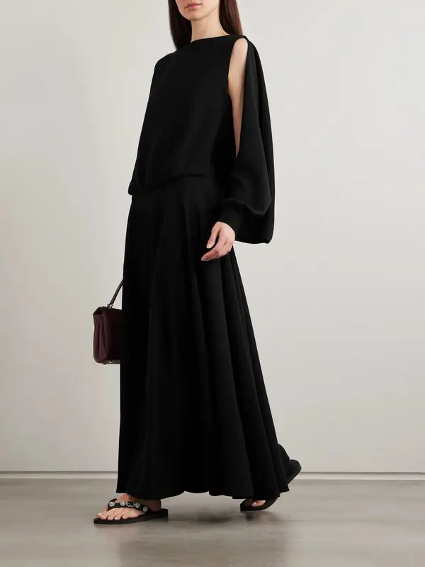 balenciaga maxi dress Draped ruched stretch-jersey maxi dress - black