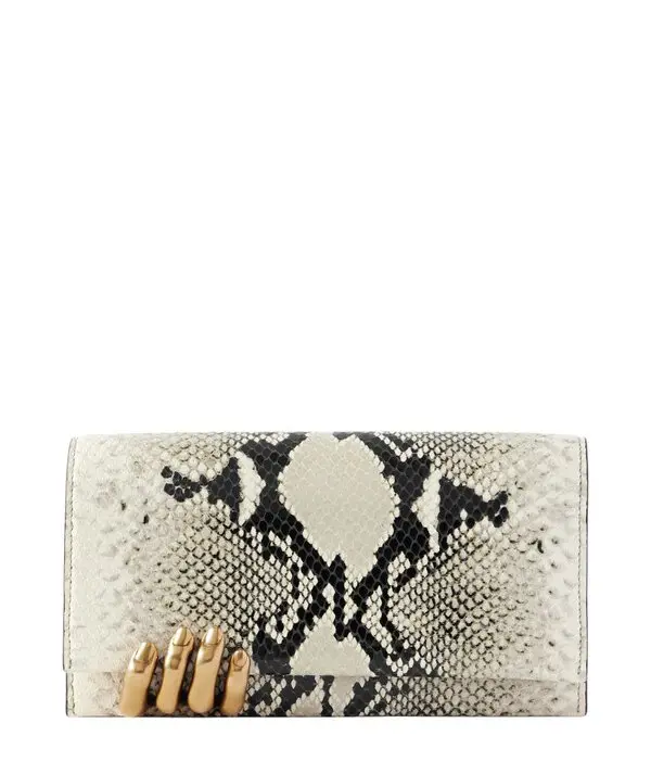 Khaite Embellished Snake-effect Leather Clutch