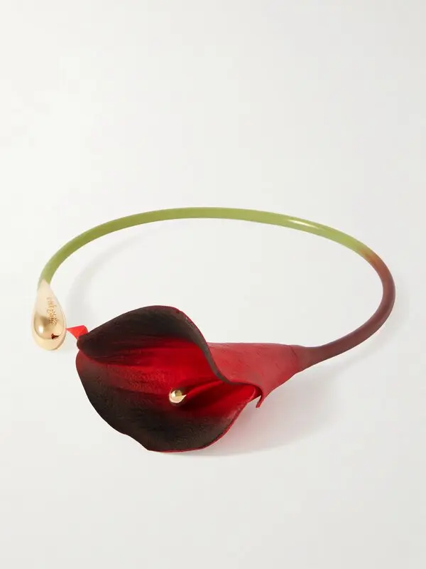 Cult Gaia Calla Vine Tpu And Gold-tone Choker - Red