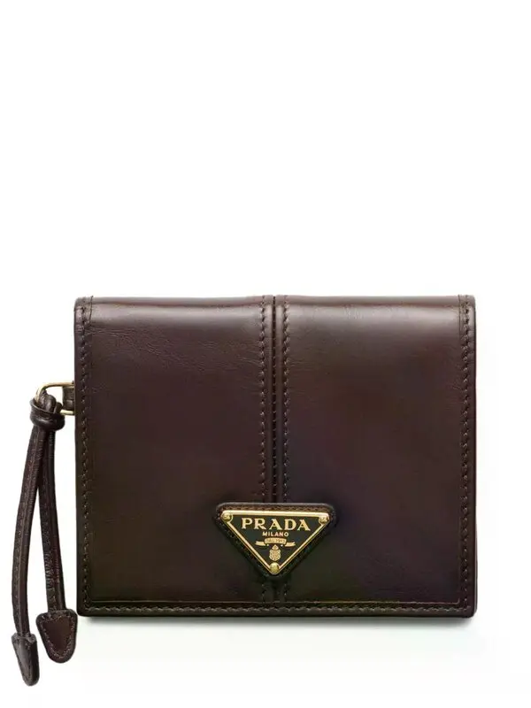Prada Logo-plaque Leather Wallet - Brown