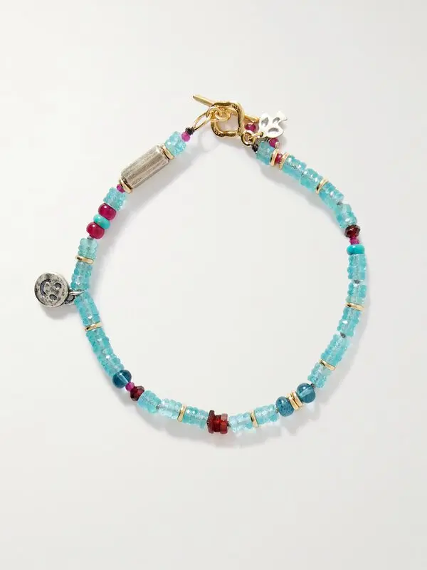 PEYOTE BIRD Daytrip Gold-plated And Sterling Silver Multi-stone Beaded Bracelet - Blue