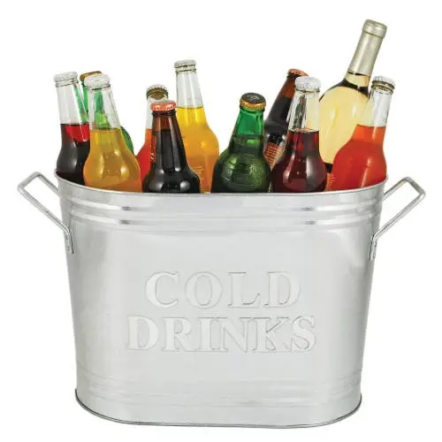 TWINE Cold Beverages Galvanized Metal Beverage Tub - Silver